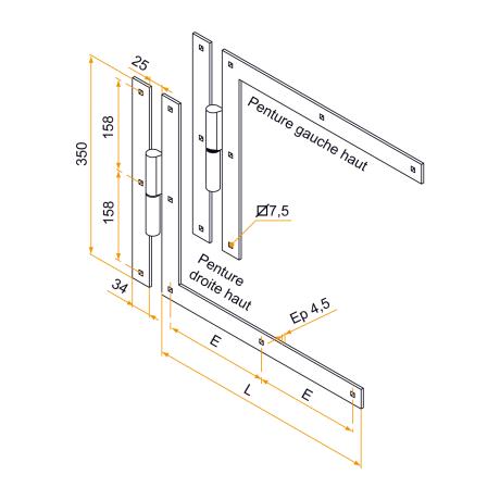 Pentures équerres charnières - bout carré - Quincaillerie Gervais ...